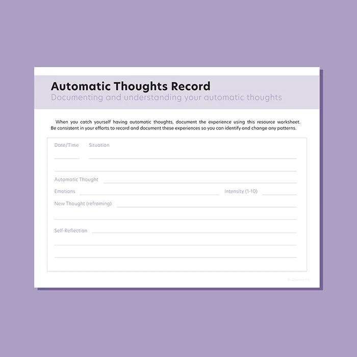 Thoughts Worksheet Reframing Negative Thoughts | TPT